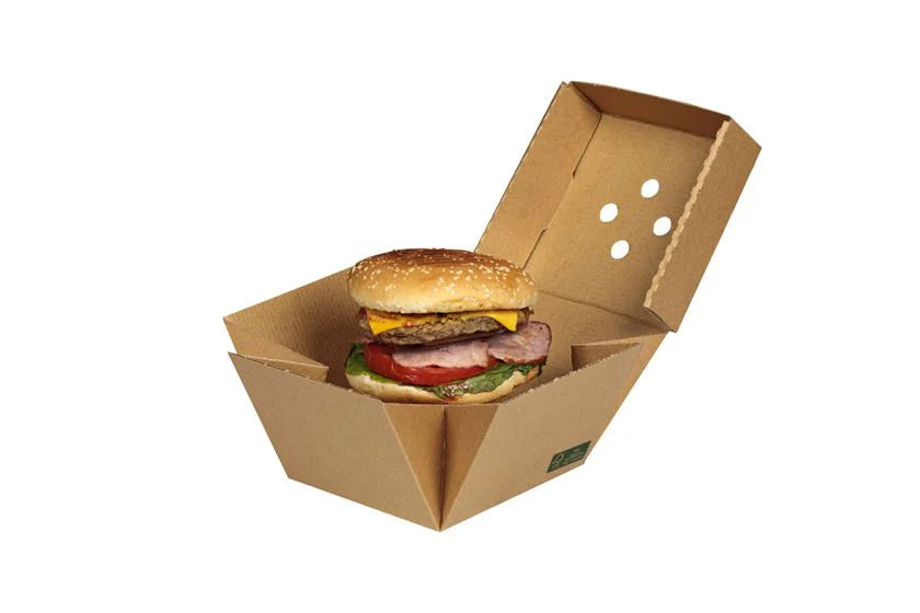 Kraft karton kis hamburger doboz (12x12x10 cm) - 100 db/cs | Főételes ...